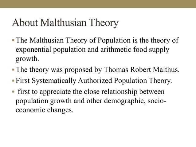 Theories of population growth Malthus Theory | PPTX
