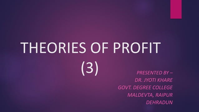 Theories of profit(3) | PDF