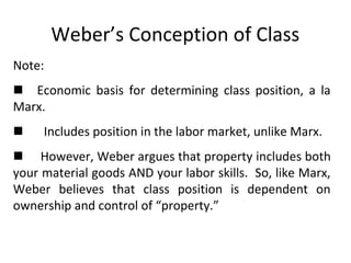 Theories of social stratification marx weber | PPT