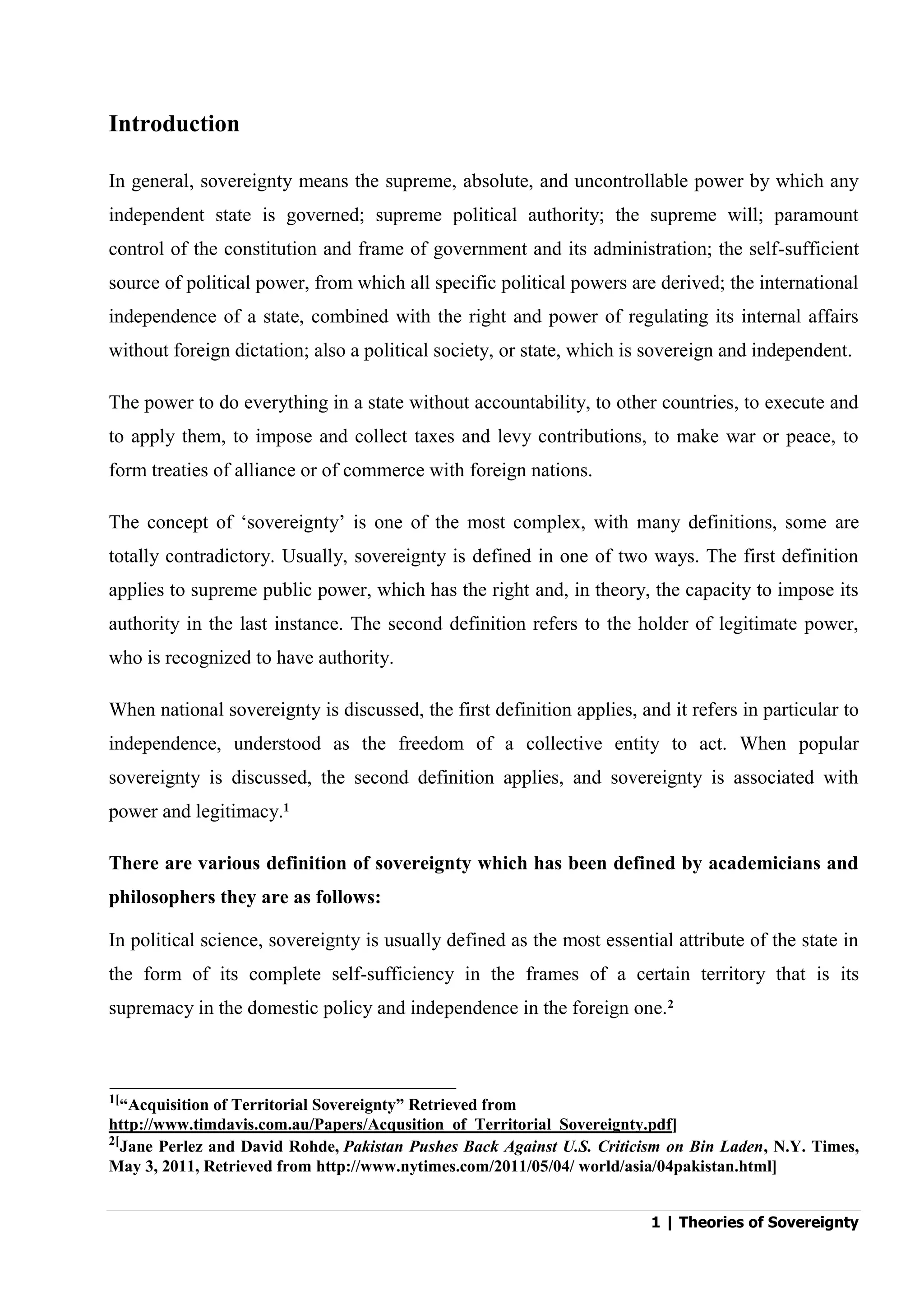 Theories of Sovereignty | PDF