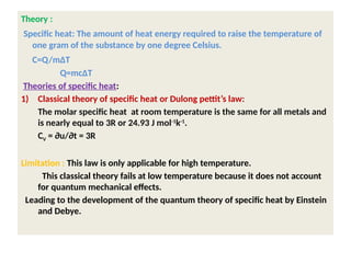 Theories of specific heat, specific theories of heat, specific theories ...
