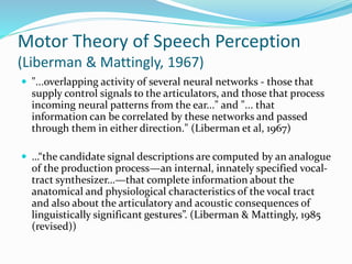 Theories of Speech Perception | PPTX