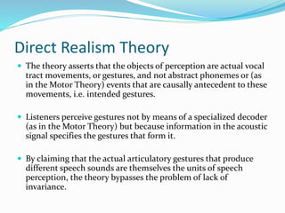 Theories of Speech Perception | PPTX