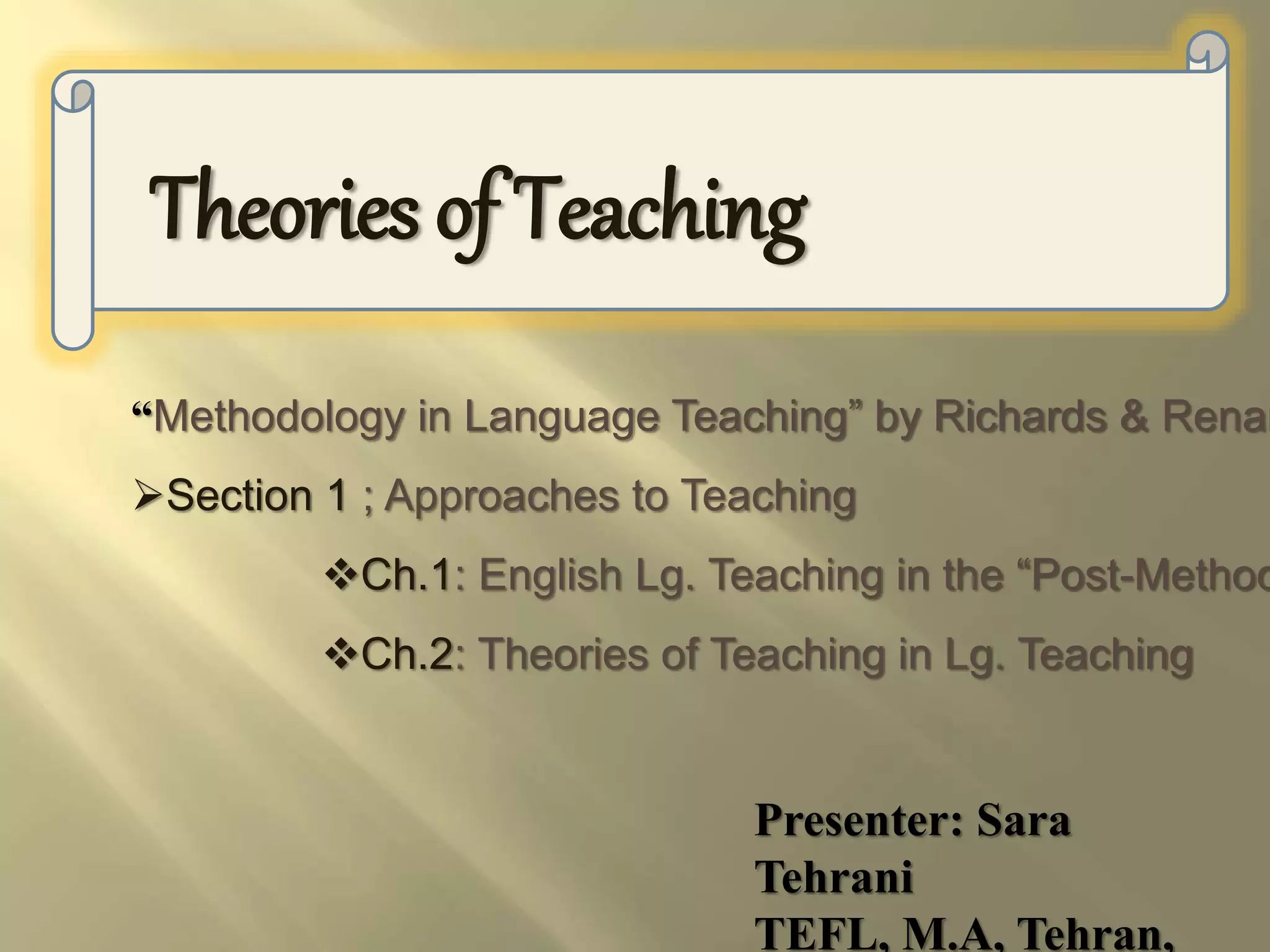 Theories of Teaching in TEFL | PPTX