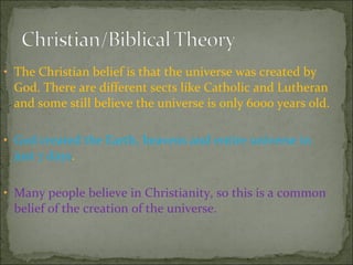 Theories of the creation of the universe | PPT