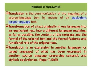 THEORIES OF TRANSLATION NATIONAL WORD.pptx | Programming Languages | Computing