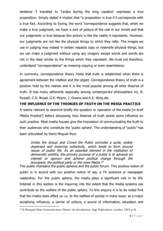 Theories of truth and its application in media practice | PDF