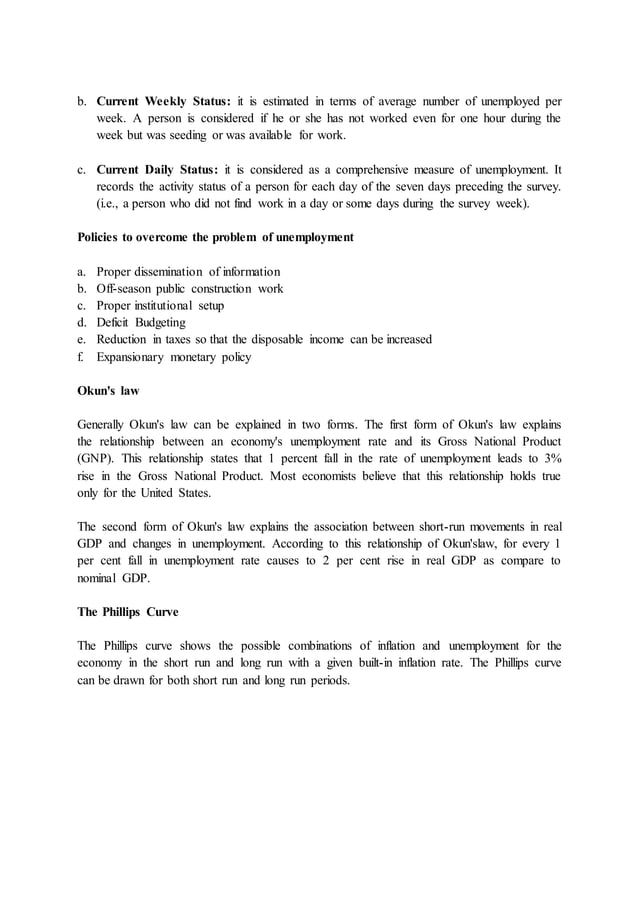 Theories of Unemployment, Philip Curve and its Controversies | DOCX | Economy | Business and Finance