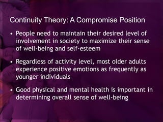 Theories on adulthood - Adult Health 1 PCU MAN | PPTX
