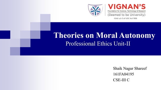 Theories on moral autonomy | PPTX