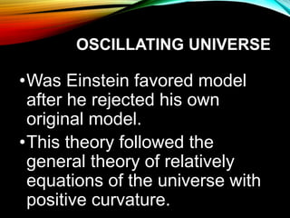 Theories on the origin of the universe | PPTX