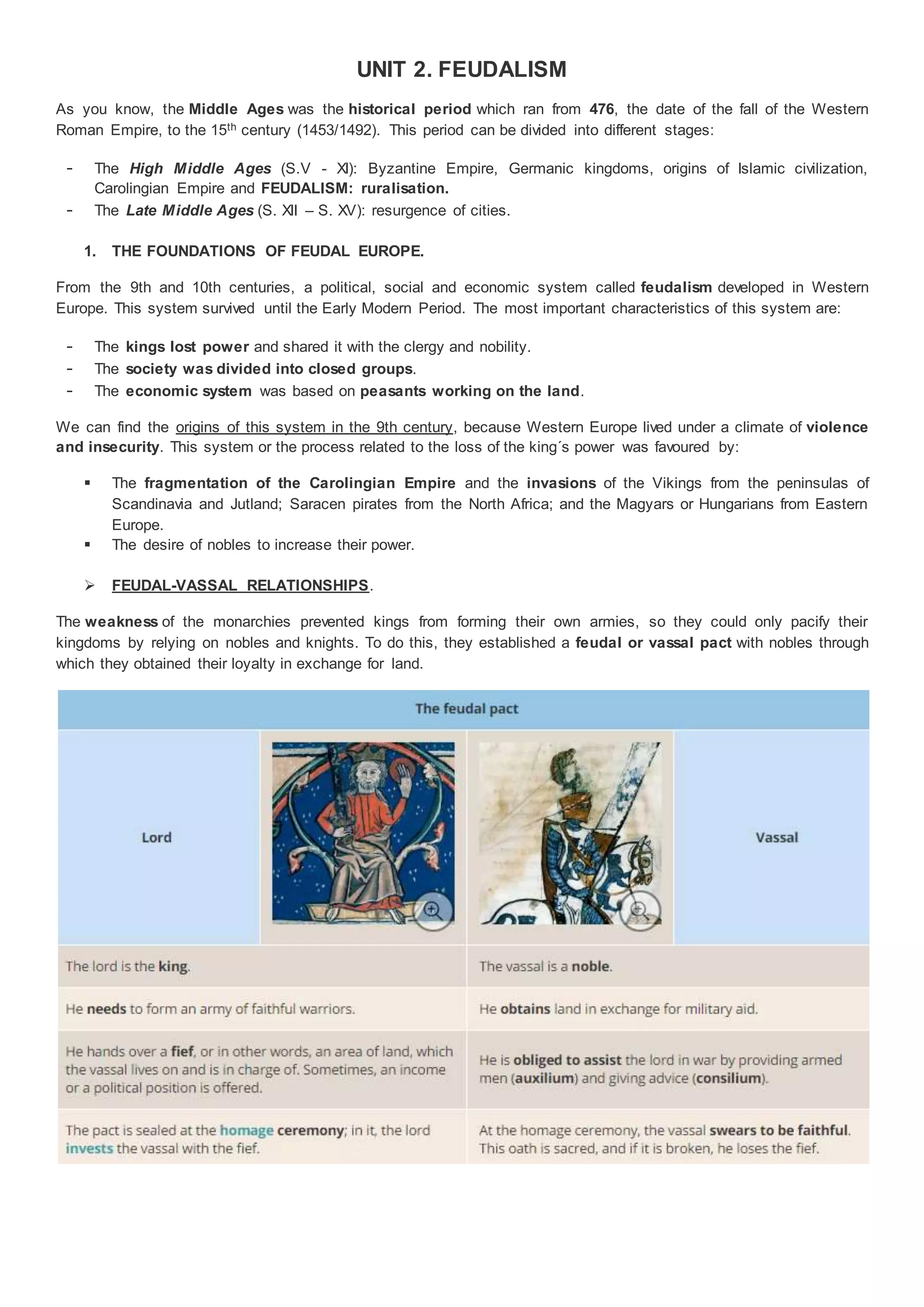 Unit 2. The origin of feudalism | PDF