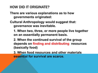The origin of government | PPTX