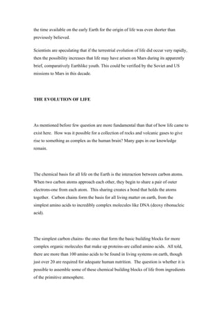 The Origin Of Life | DOC | Chemistry | Science