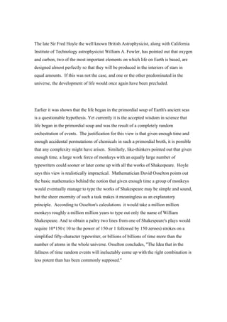 The Origin Of Life | DOC | Chemistry | Science