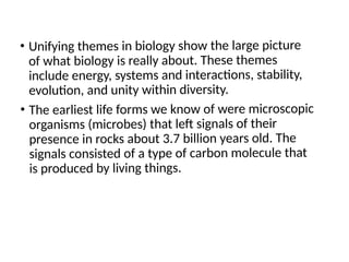 the origin of the first life forms unifying themes in the study of life ...