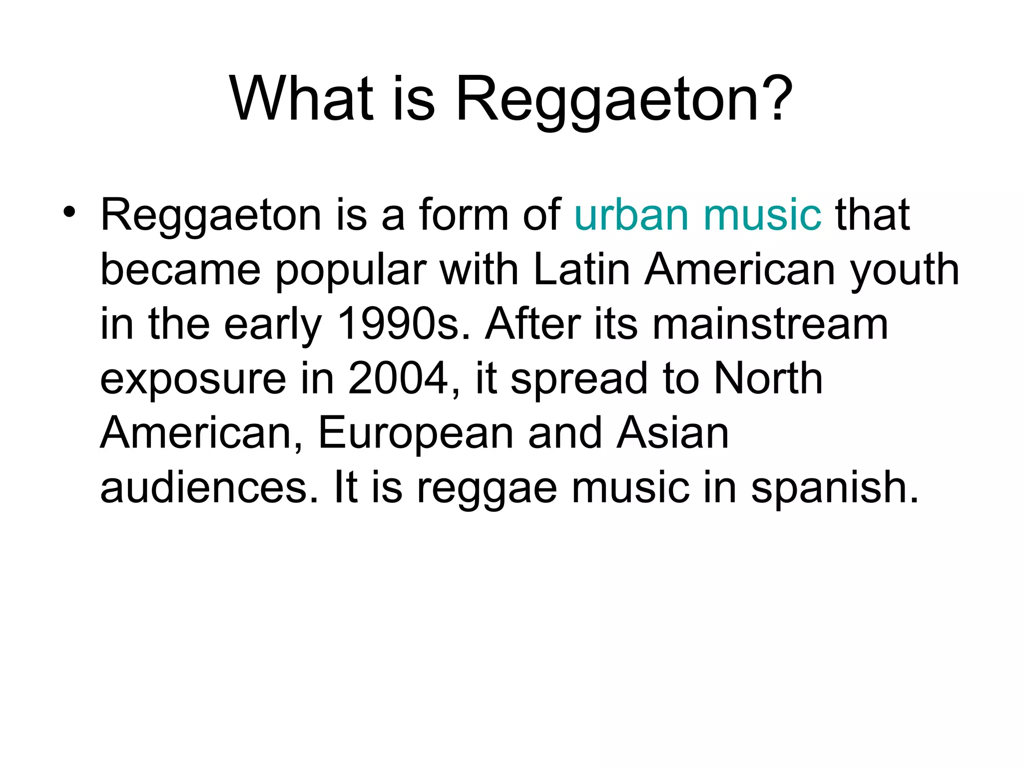 The origin of reggaeton | PPT | Reggae | Music