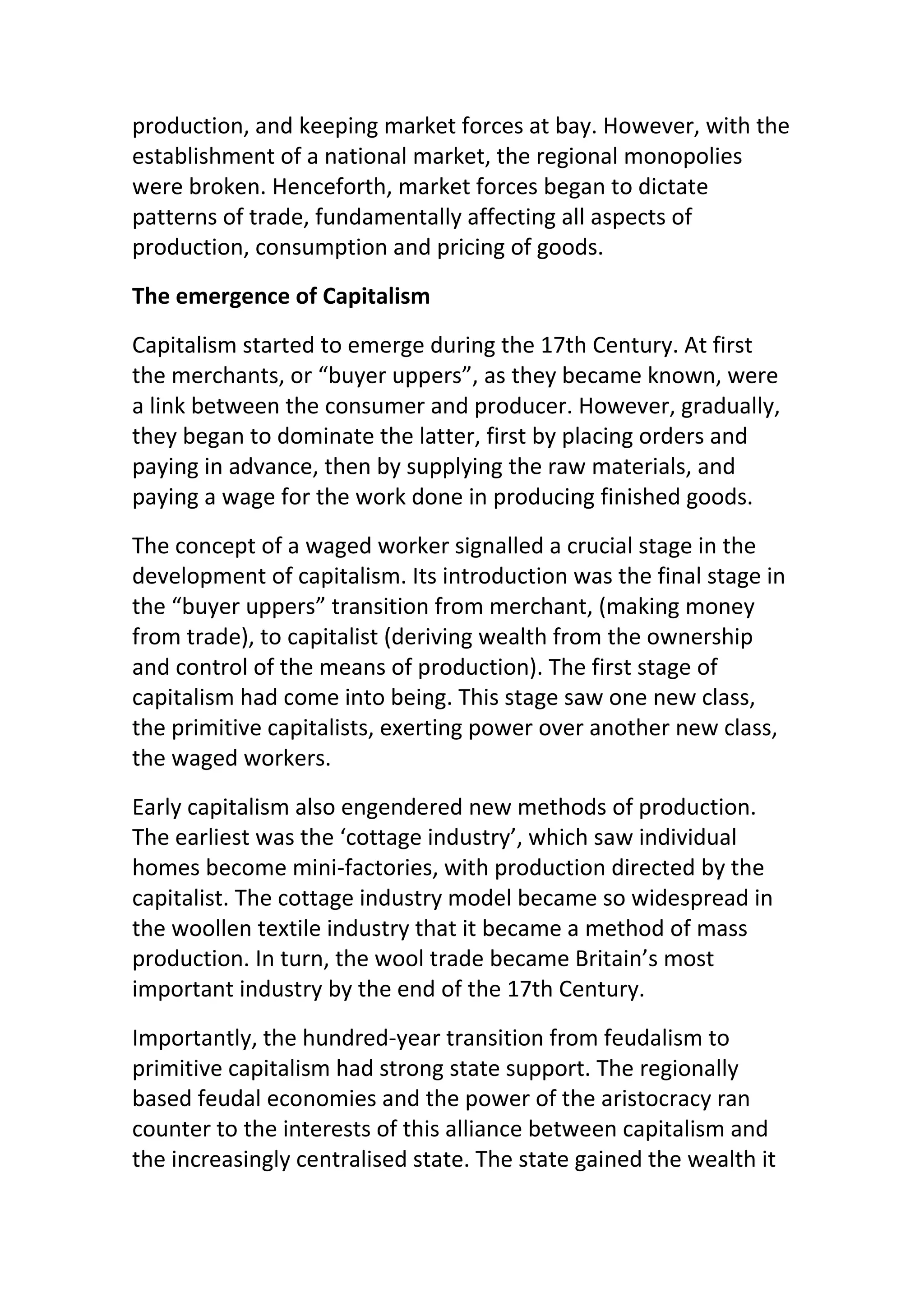 The Origins of Capitalism and its Connection with the Industrial ...