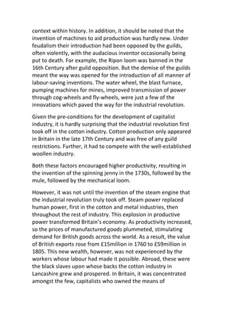 The Origins of Capitalism and its Connection with the Industrial ...