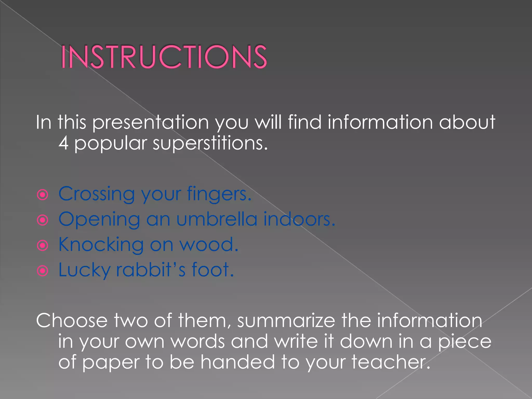 The Origins of Some Popular Superstitions | PPTX