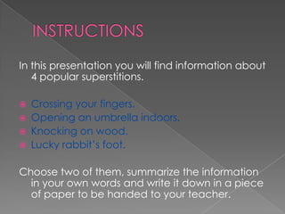 The Origins of Some Popular Superstitions | PPT