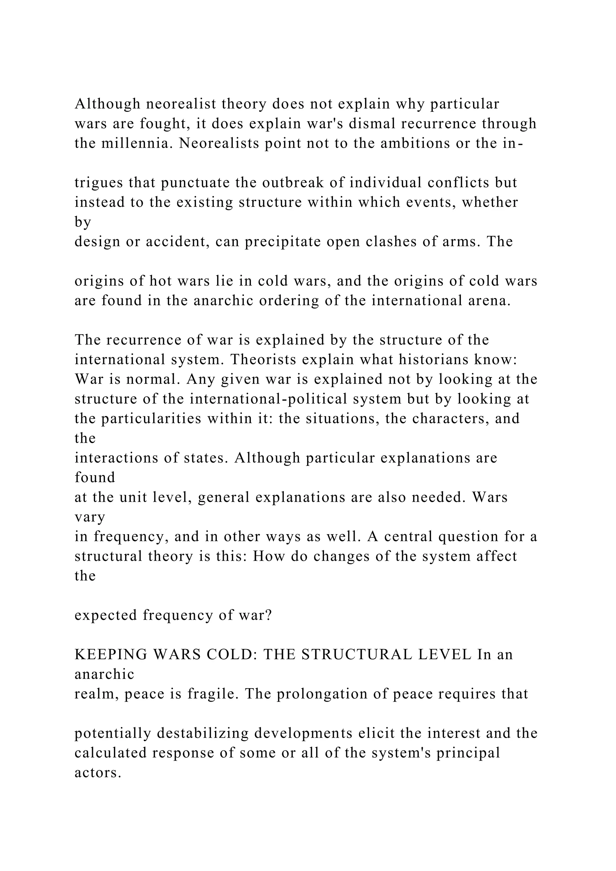 The Origins of War in Neorealist TheoryAuthor(s) Kenneth N..docx