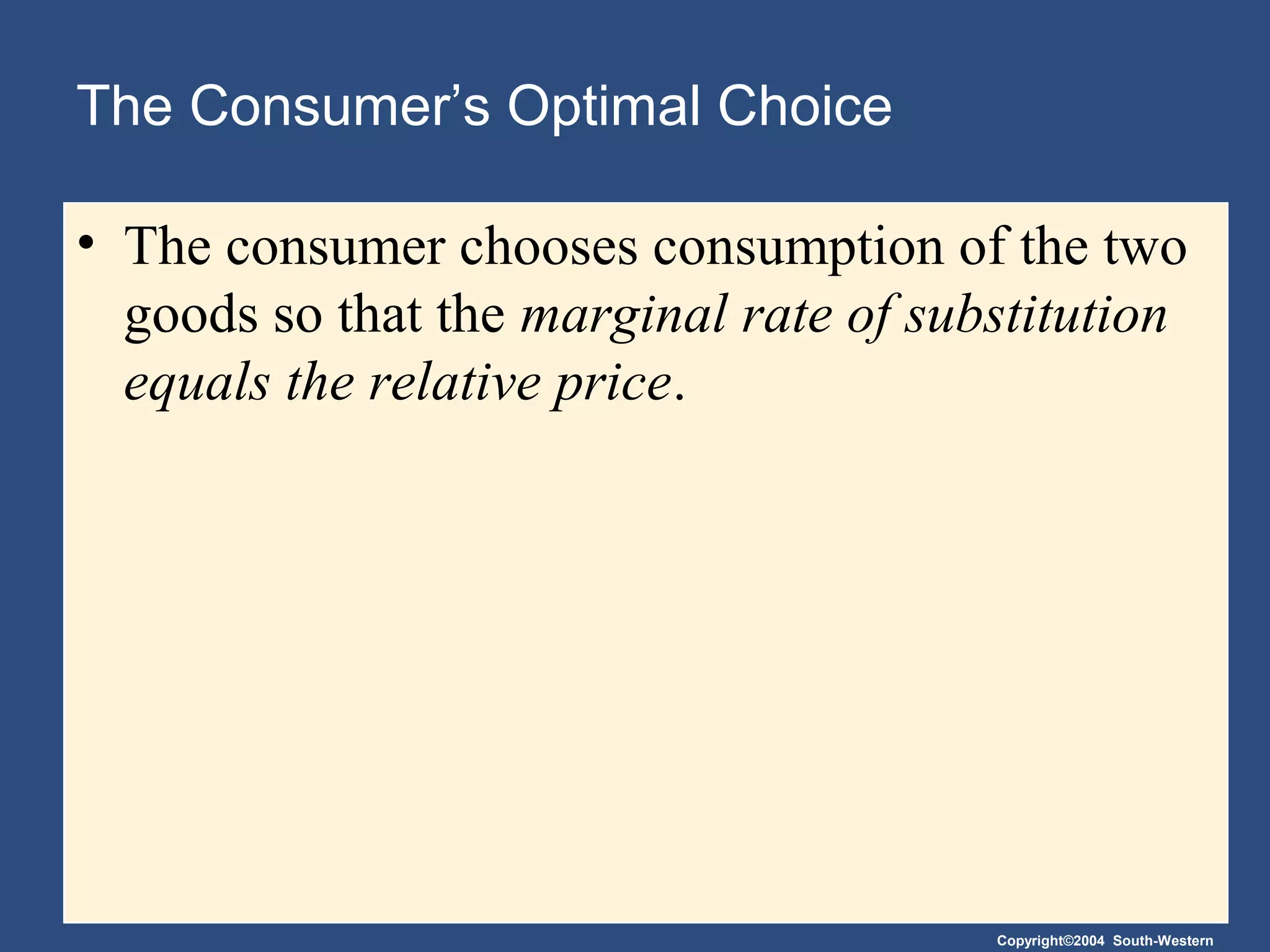 The Theory of Consumer Choice | PPT