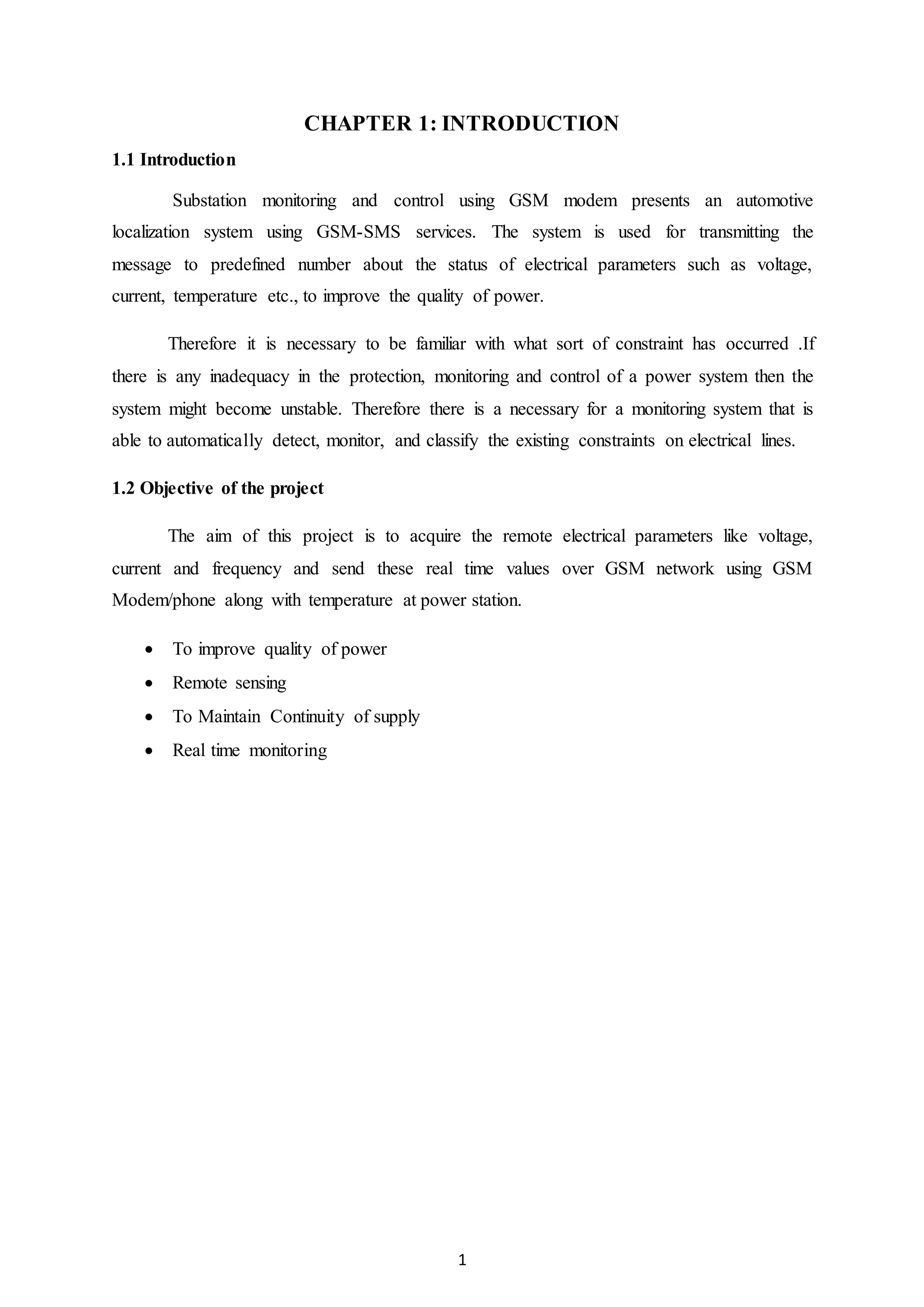 “Microcontroller Based Substation Monitoring system with gsm modem”. | PDF
