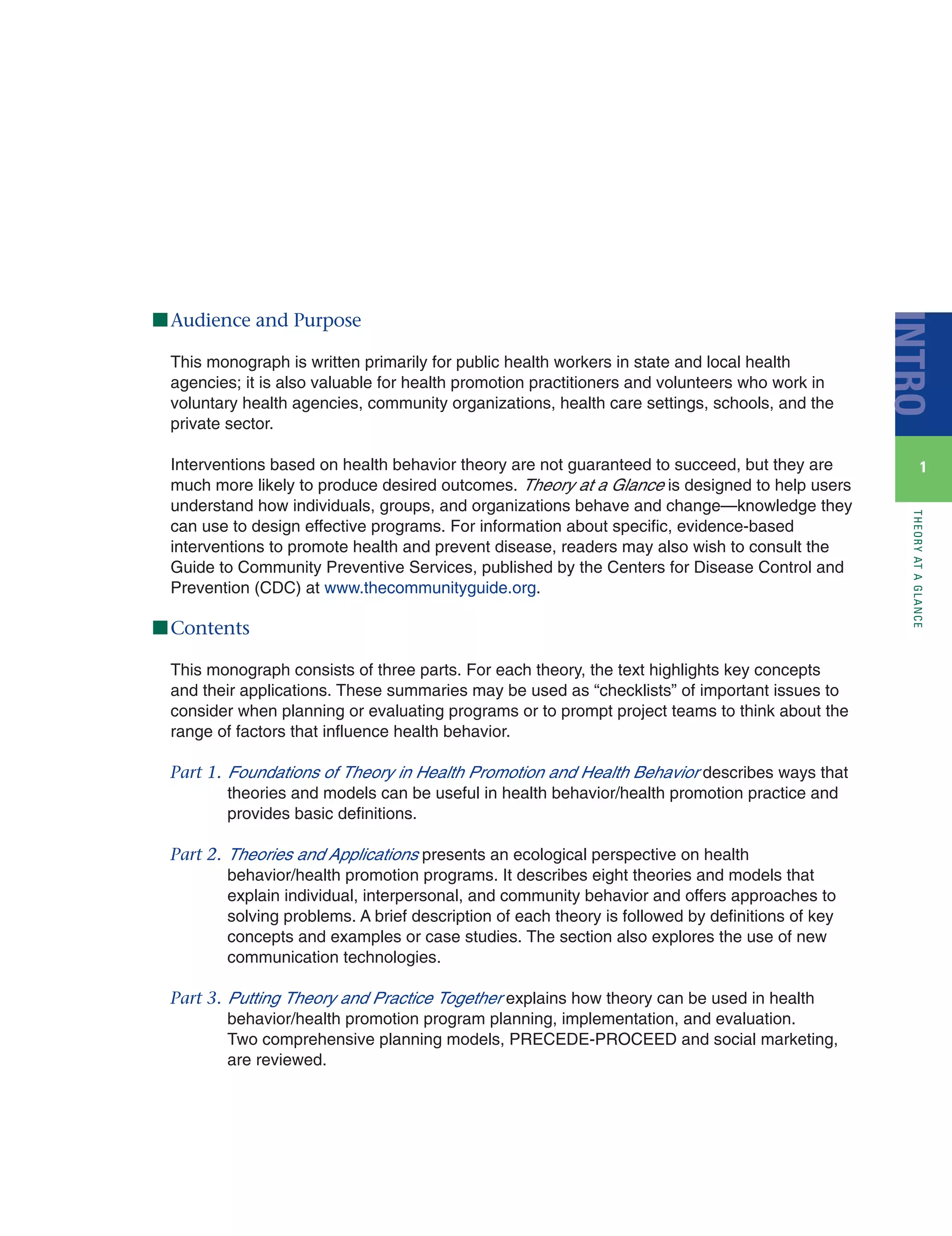 National Institute of Health: Theory at a Glance, A Guide for Health ...