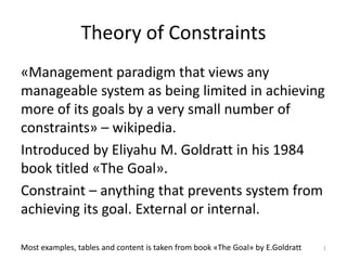 Examples Of Theory Of Constraints