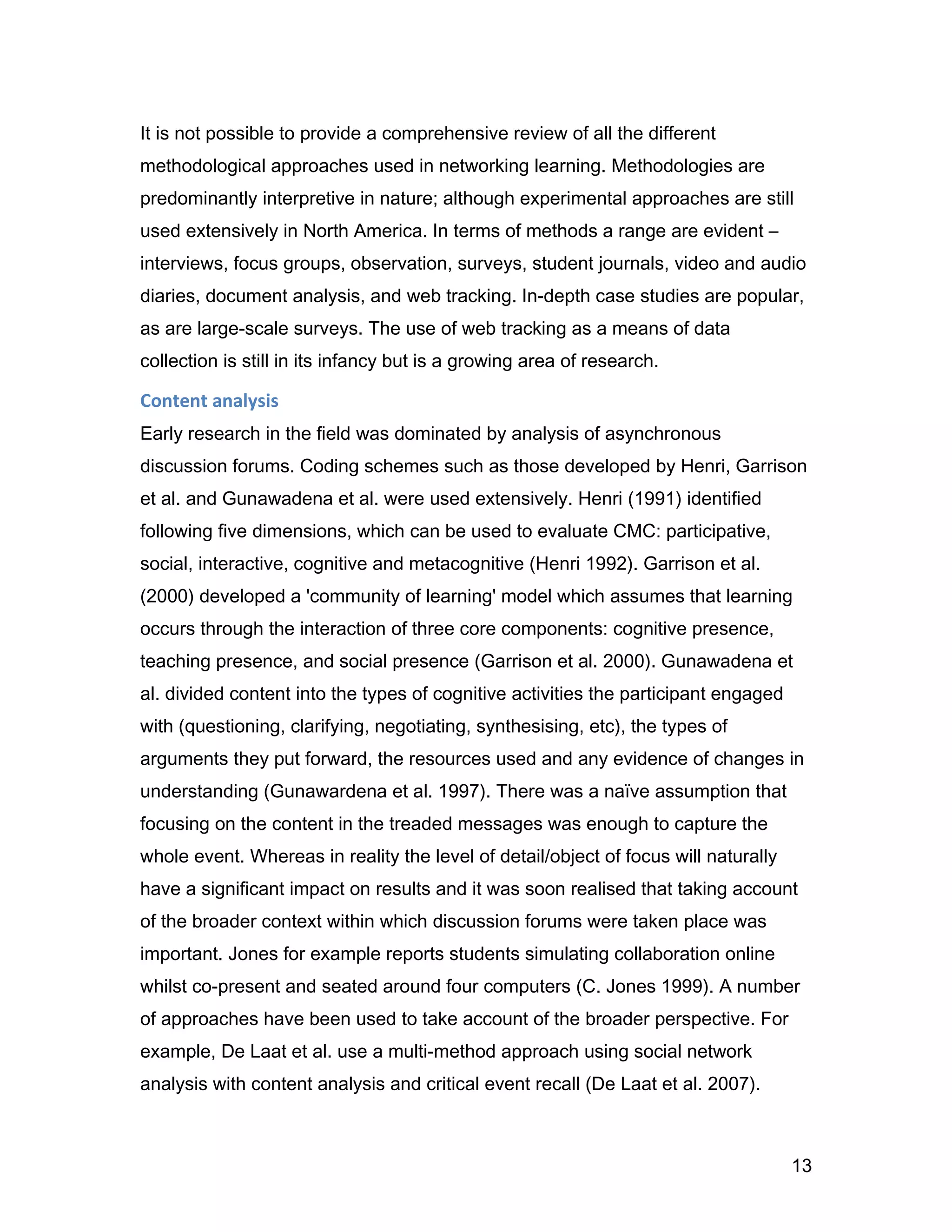 Theory And Methodology In Networked Learning | DOC