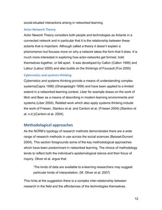 Theory And Methodology In Networked Learning | DOC
