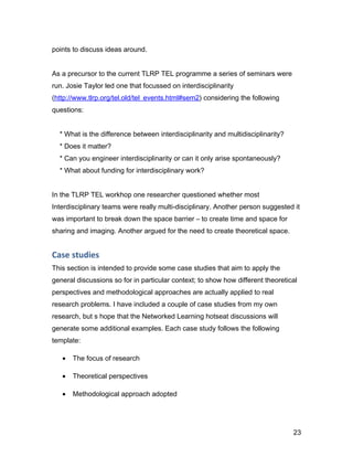 Theory And Methodology In Networked Learning | DOC