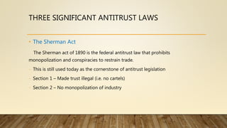 Theory and practice of anti monopolistic regulation | PPTX