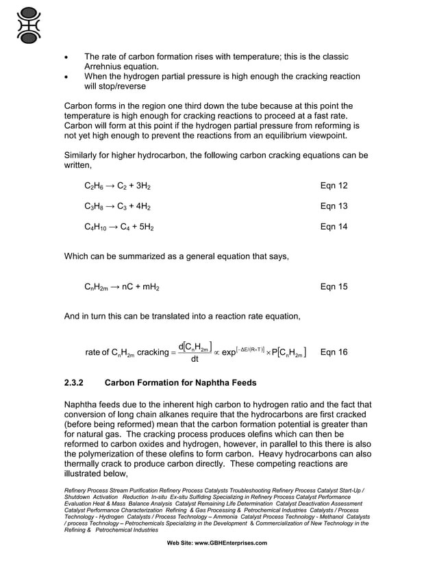 Theory of Carbon Formation in Steam Reforming | PDF | Chemistry | Science