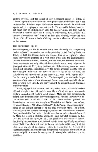 Theory in anthropology since the sixties sherry ortner | PDF