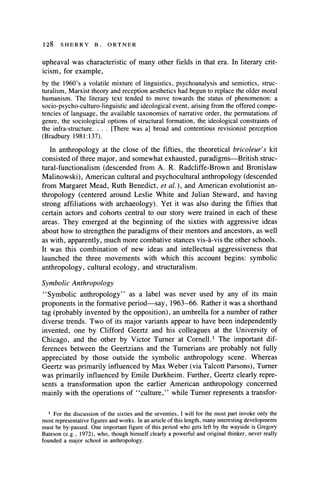 Theory in anthropology since the sixties sherry ortner | PDF