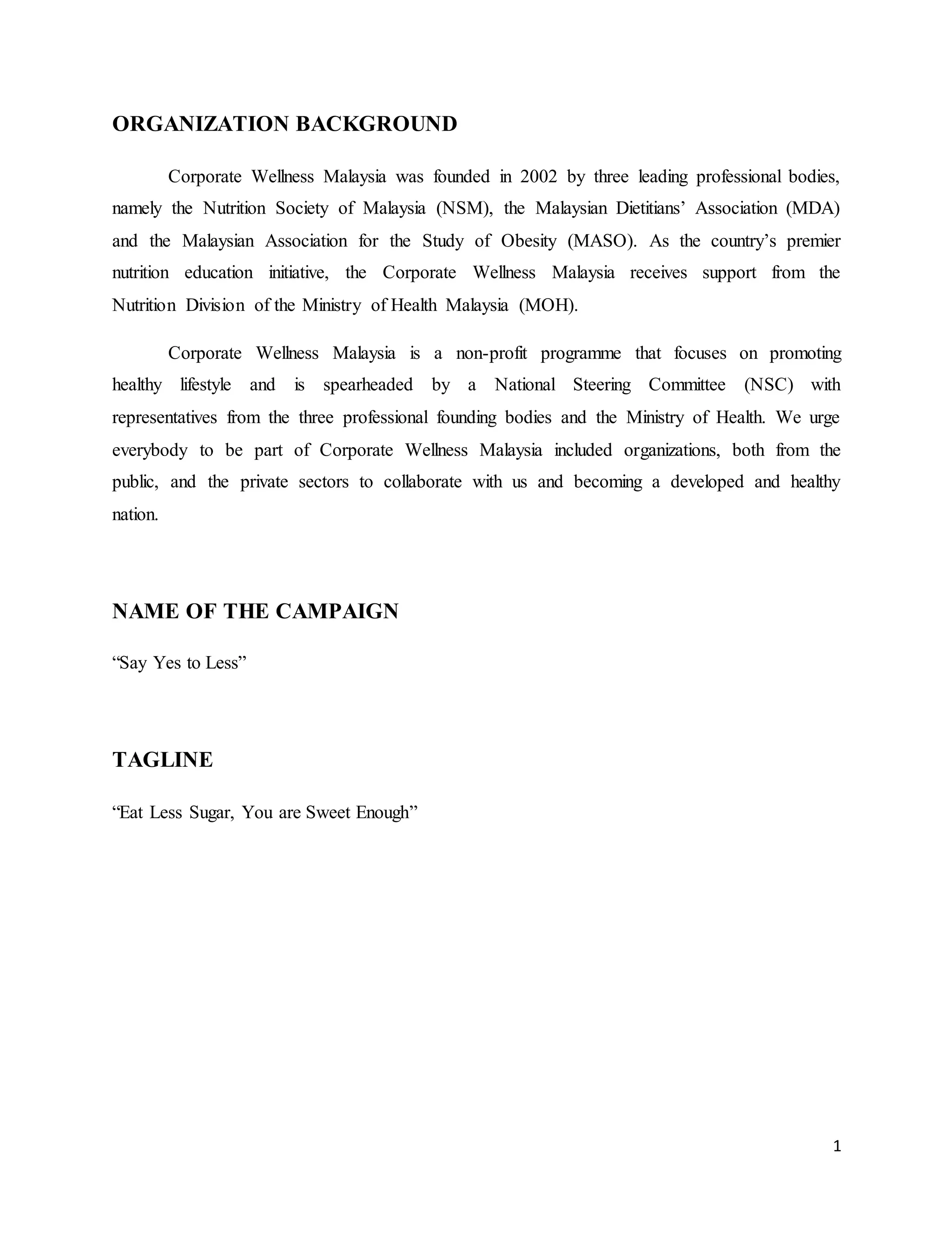 Say Yes to Less Sugar Campaign (Persuade people) | DOCX