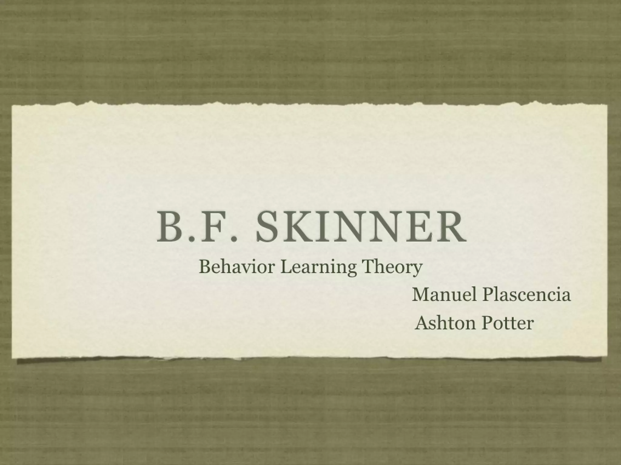 BF SKINNER - Behavior Learning Theory | PDF