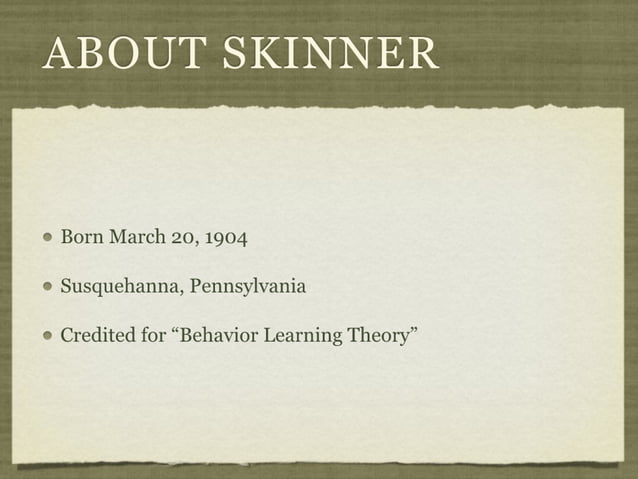 BF SKINNER - Behavior Learning Theory | PDF