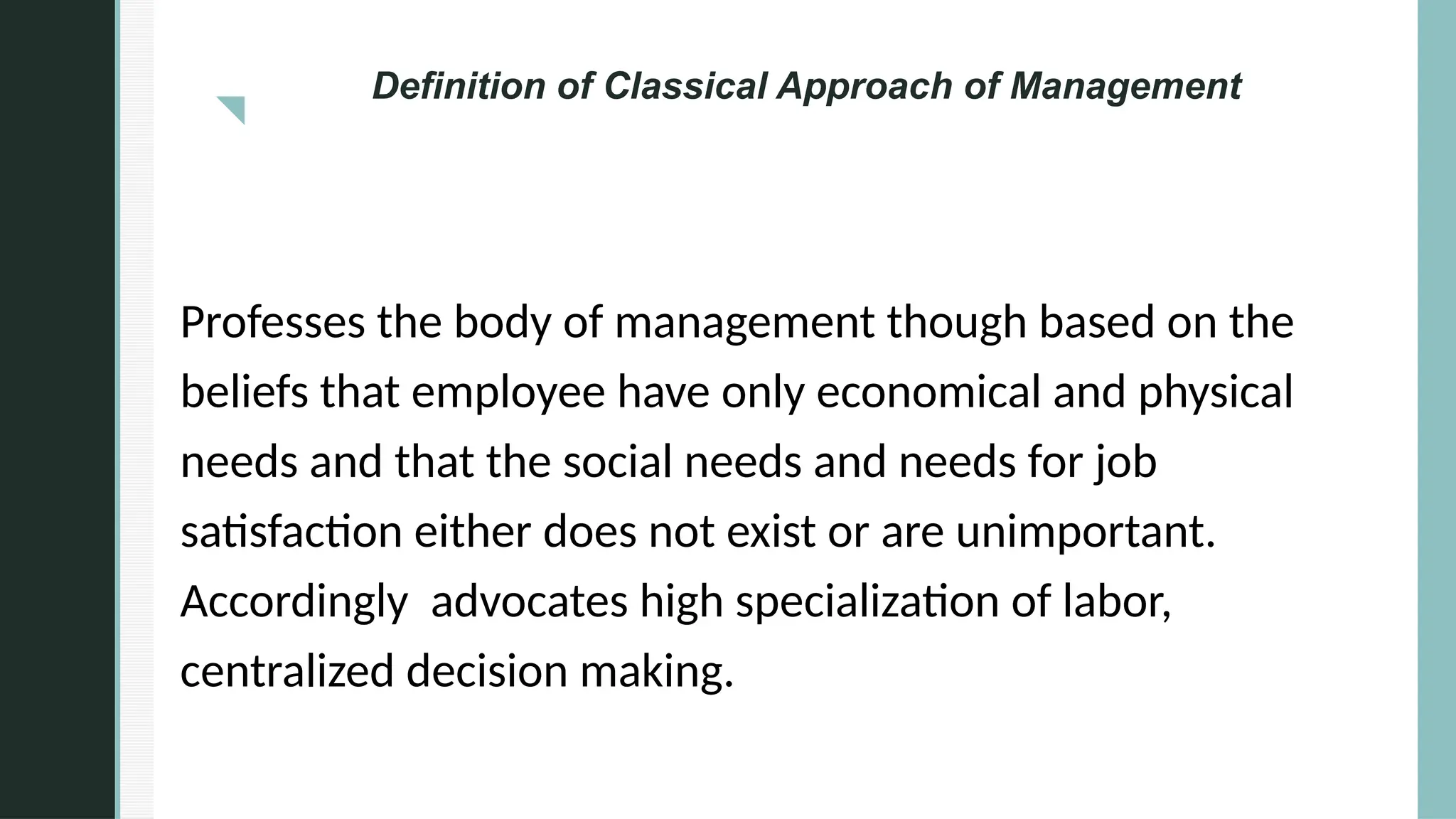 classical theory of management presentation | PPTX