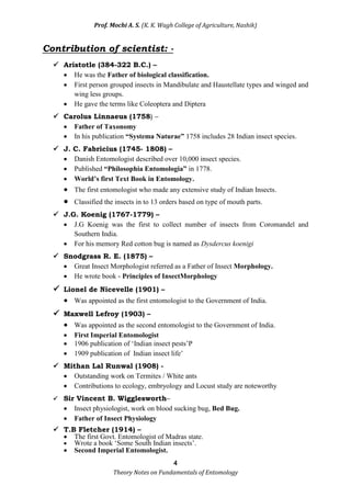 Theory notes of Fundamentals of Entomology | PDF