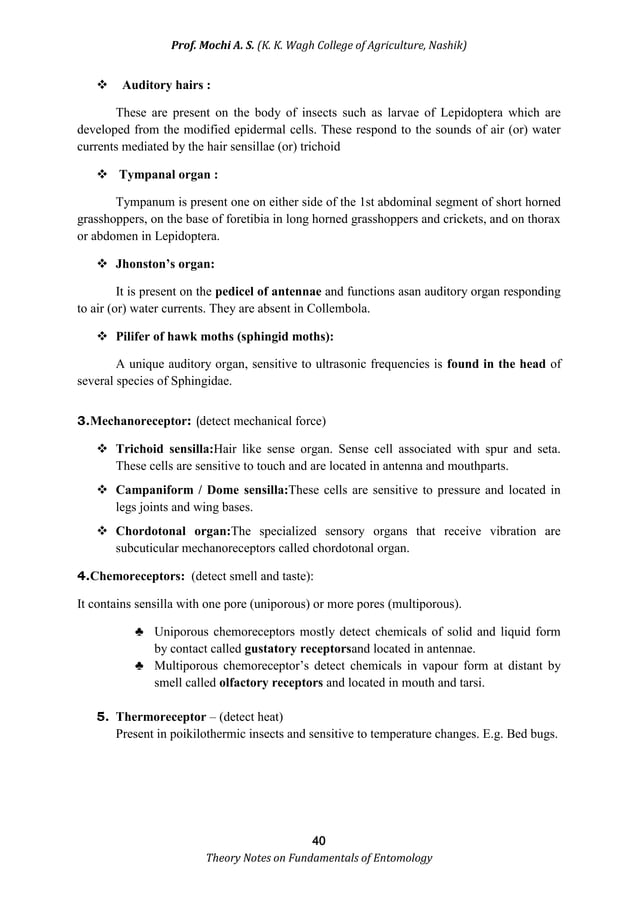 Theory notes of Fundamentals of Entomology | PDF