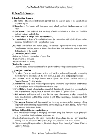 Theory notes of Fundamentals of Entomology | PDF