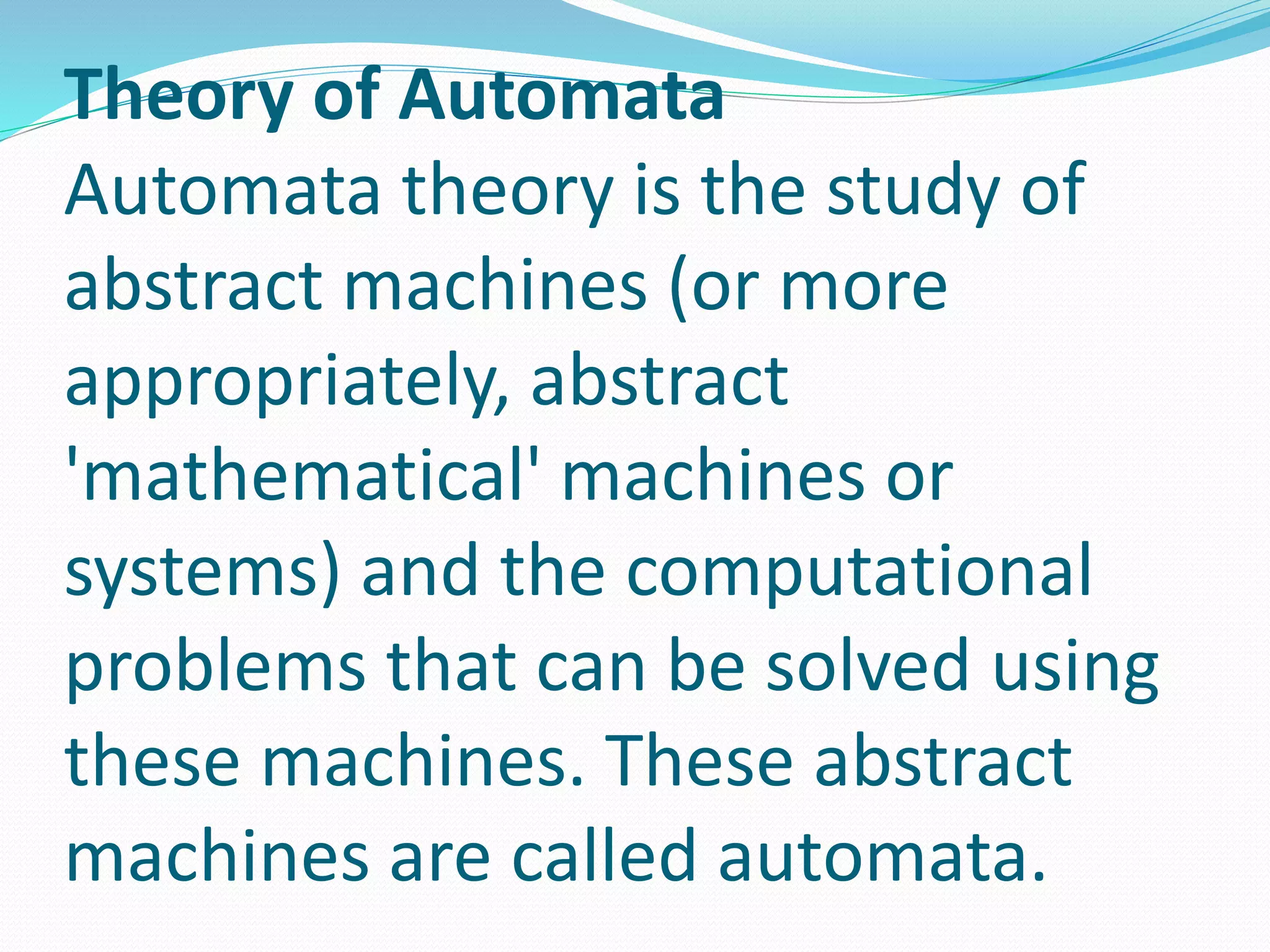 Theory of automata | PPTX