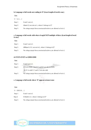 Theory of automata | DOCX | Programming Languages | Computing