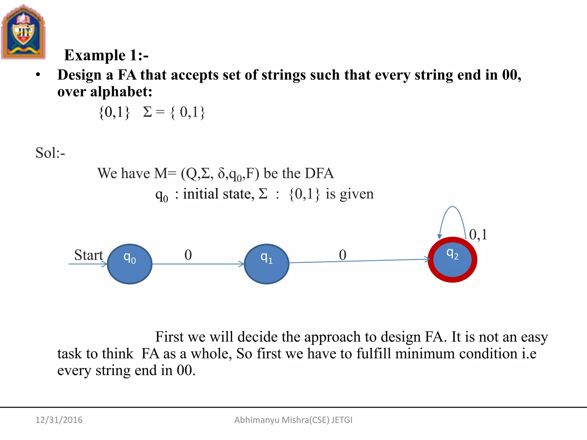 Theory of Automata and formal languages unit 1 | PPTX