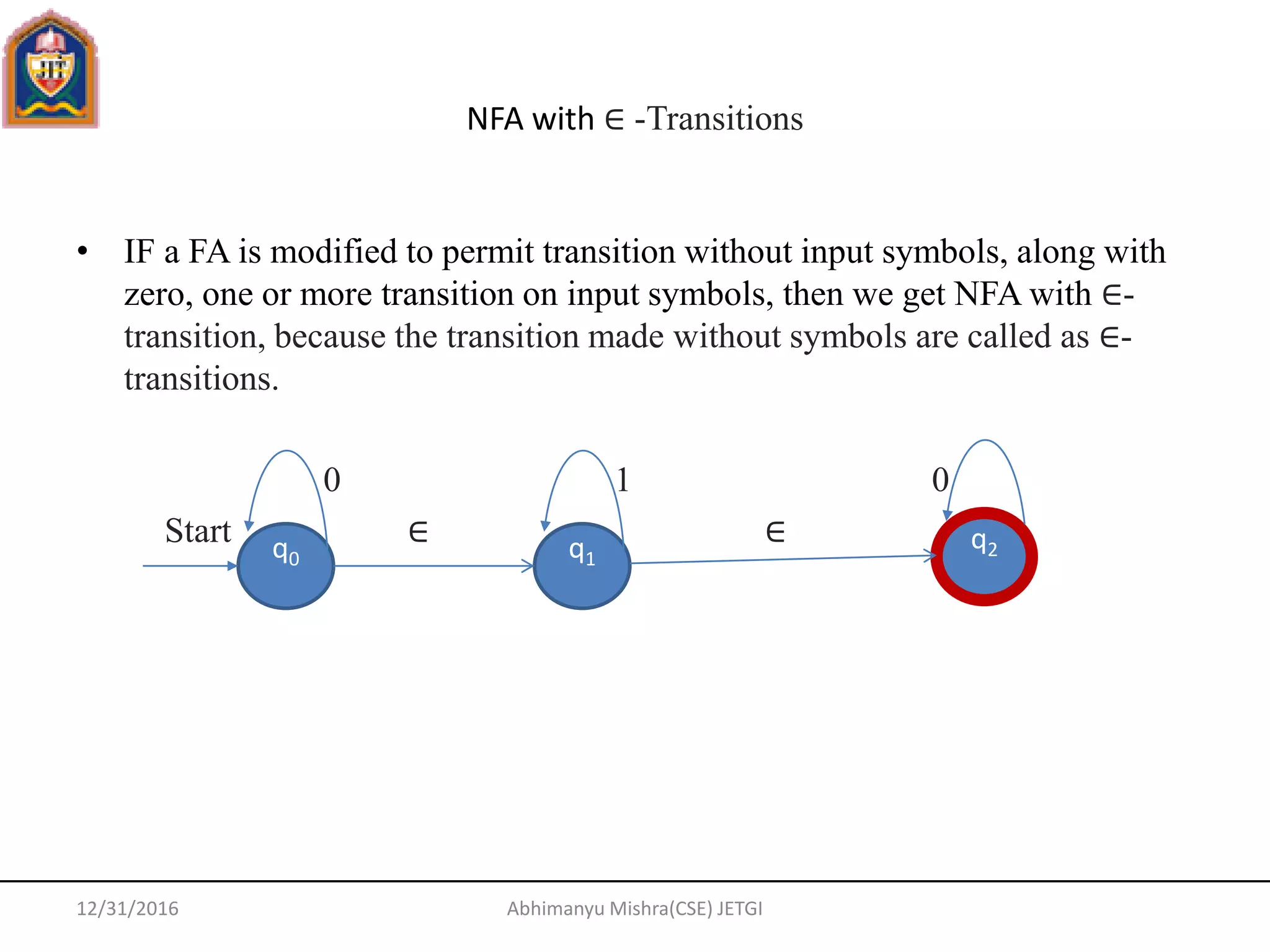 Theory of Automata and formal languages unit 1 | PPTX