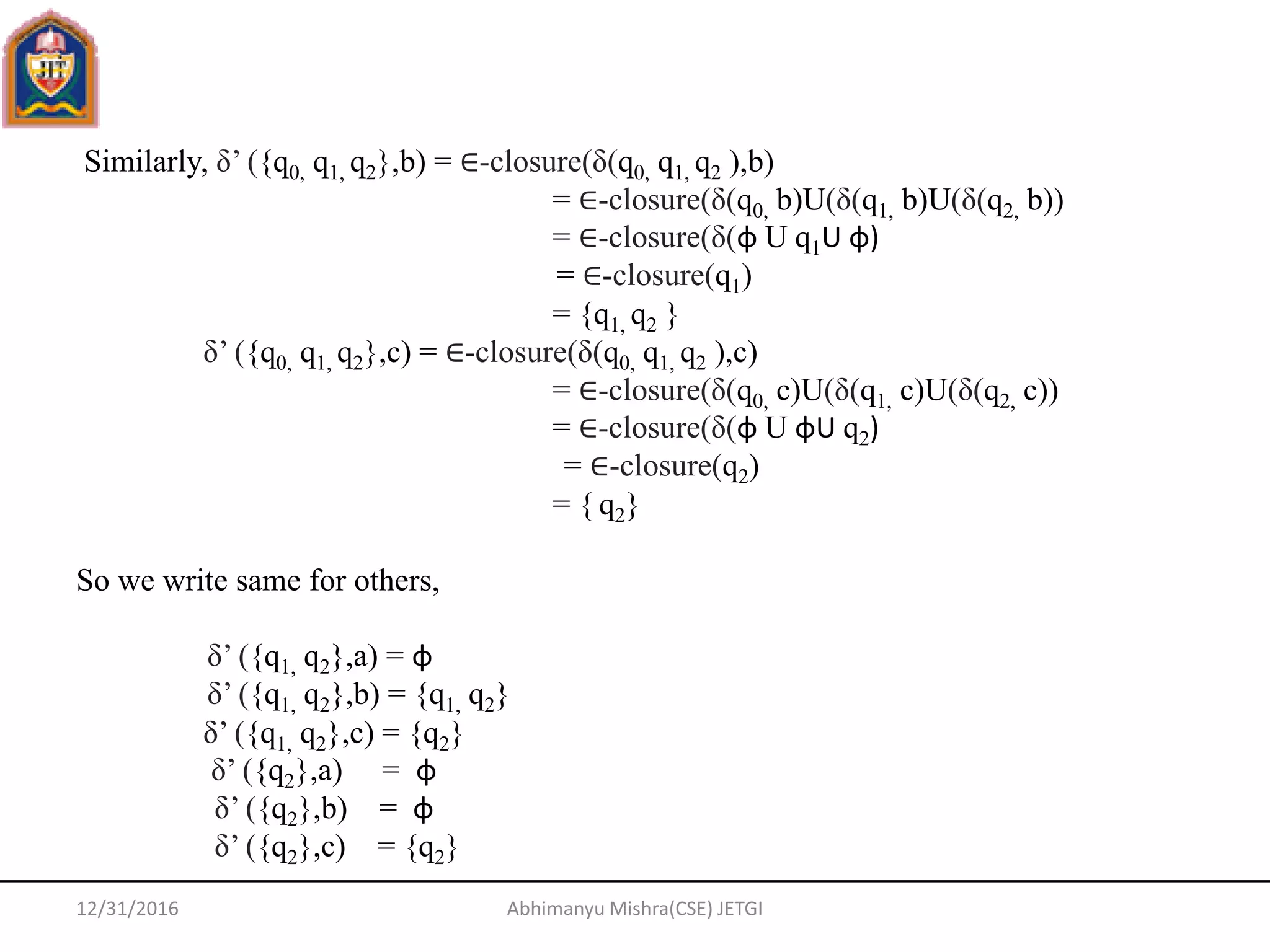 Theory of Automata and formal languages unit 1 | PPTX