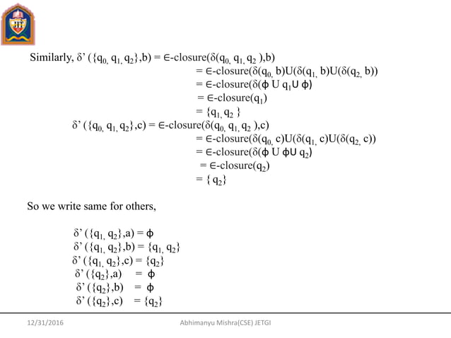Theory of Automata and formal languages unit 1 | PPTX